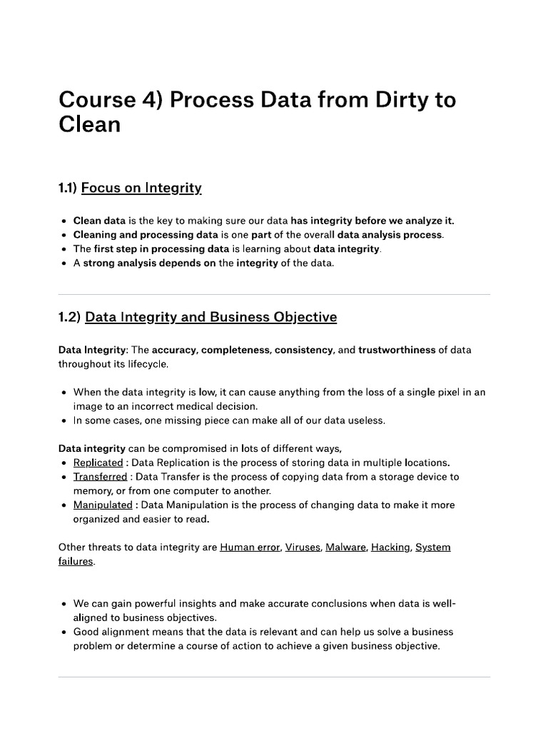 DA Course 4 Notes - Process | PDF