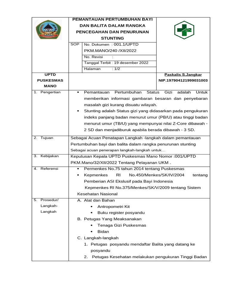 Sop Stunting | PDF | Pengembangan Diri