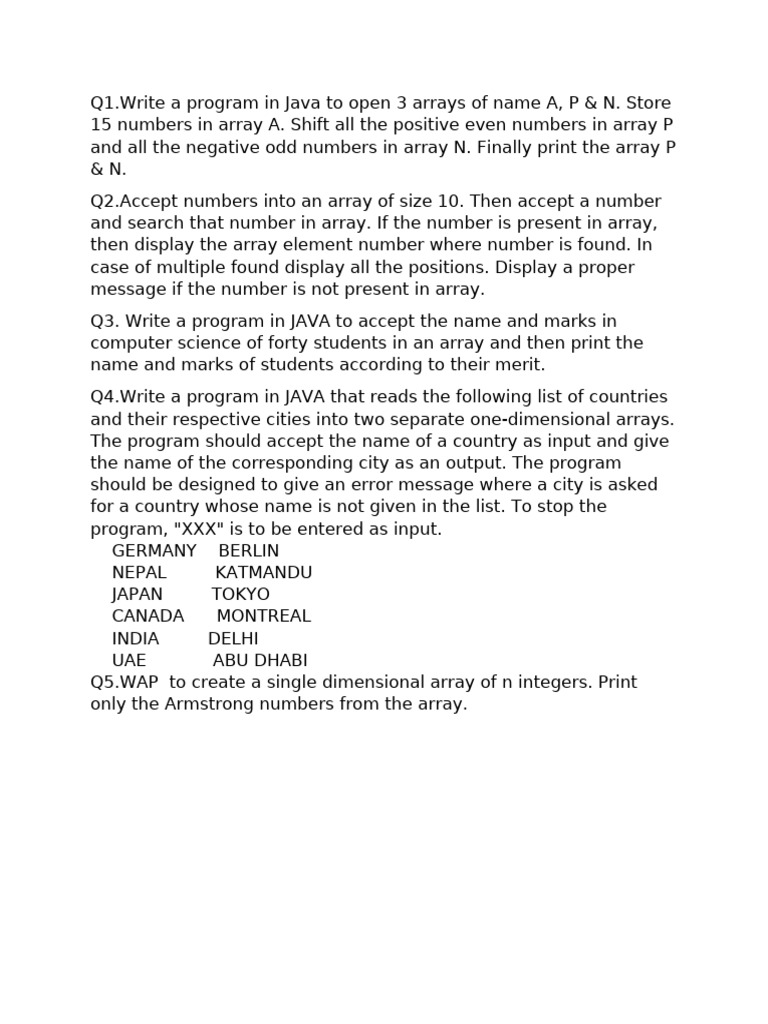 Array Questions | PDF | Teaching Methods & Materials | Computers