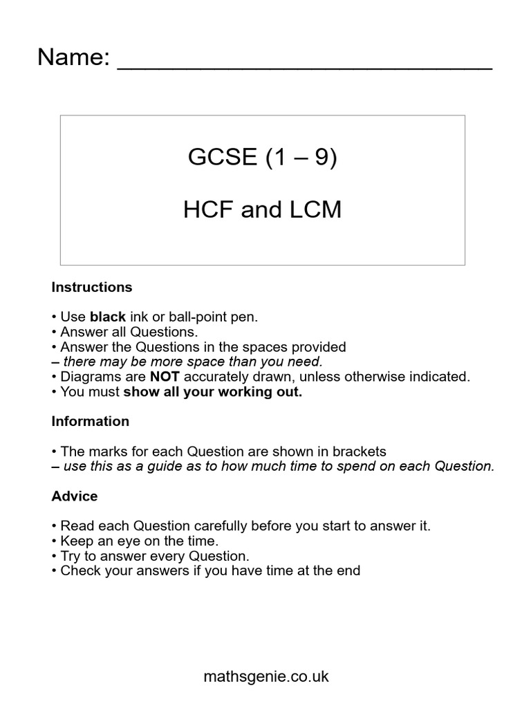 HCF & LCM | PDF | Elementary Mathematics | Number Theory
