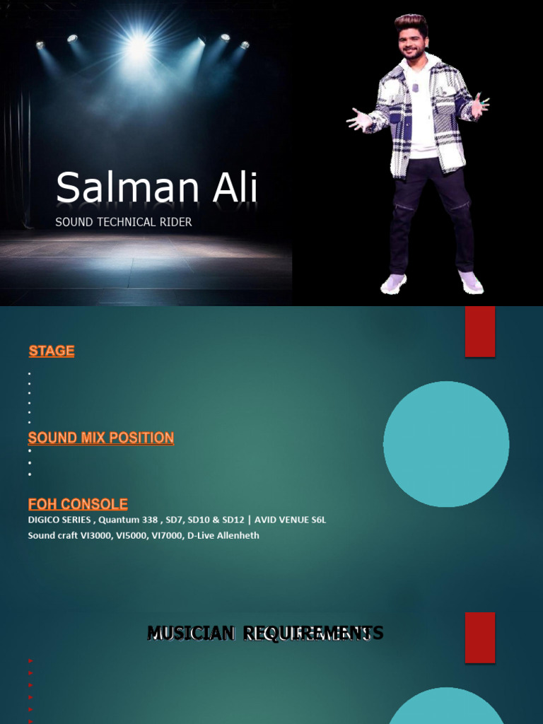 Salman Ali Tech Rider Final | PDF | Drum Kit | Sound Technology