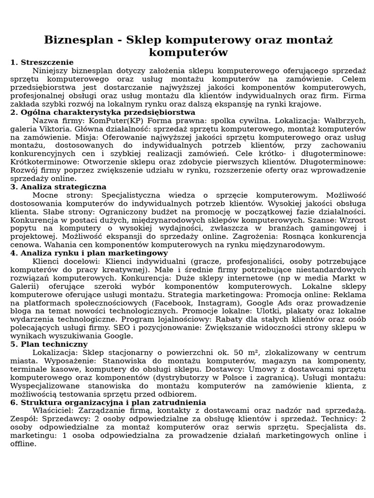 biznesplan-3 (1) (1) | PDF