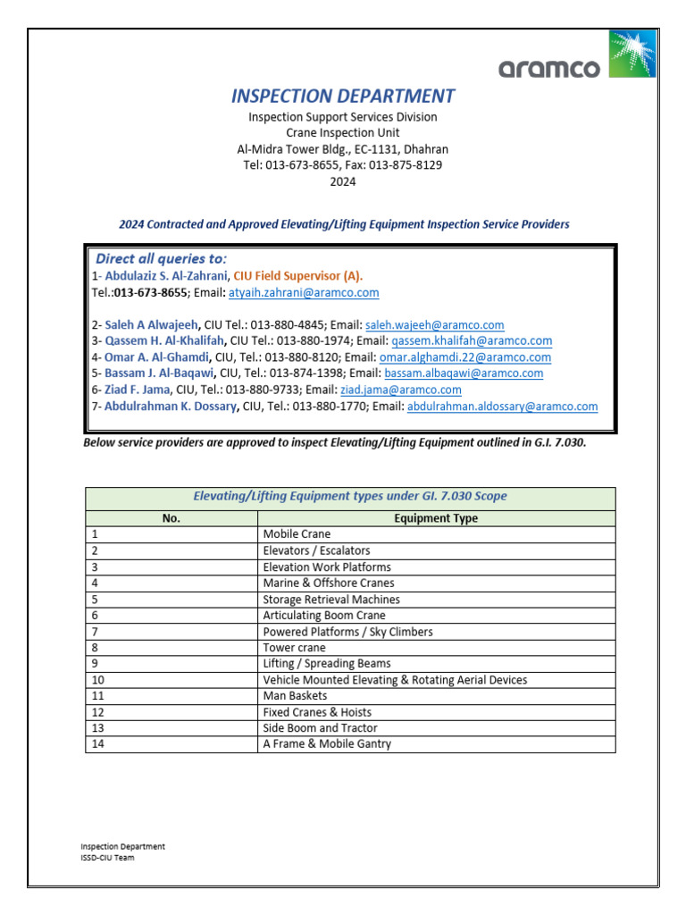 Approved Service Providers List | PDF | Crane (Machine) | Saudi Arabia