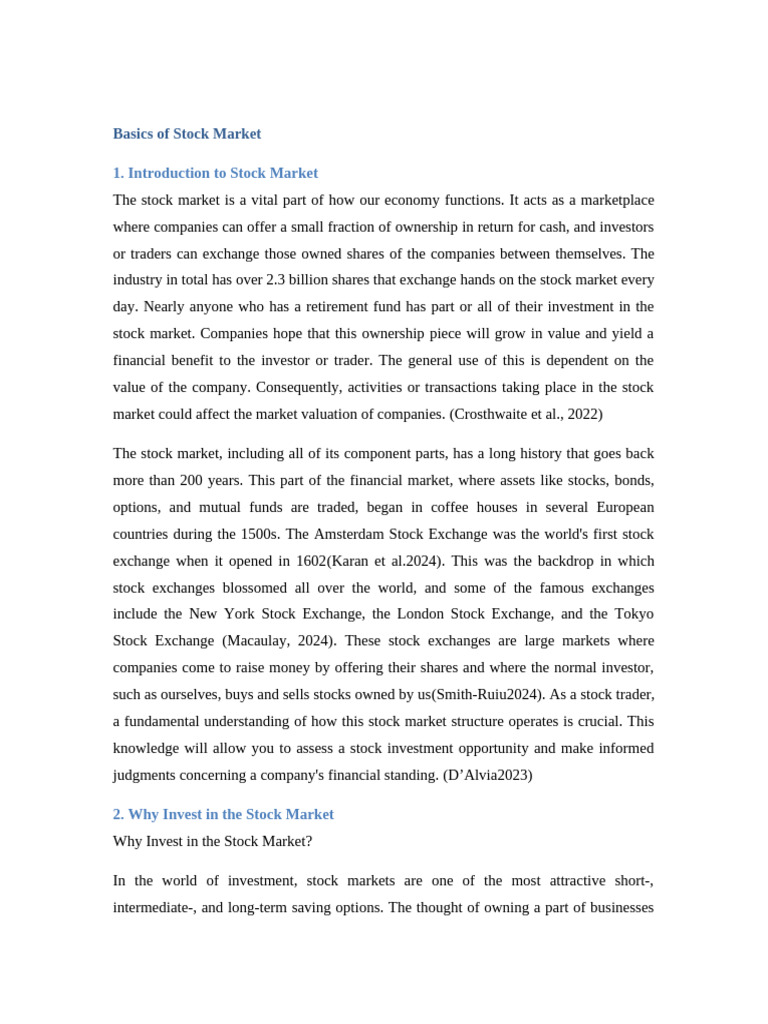 Basics of Stock Market | PDF | Stocks | Preferred Stock