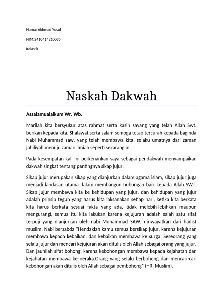 Akhmad Yusuf Naskah Dakwah | PDF