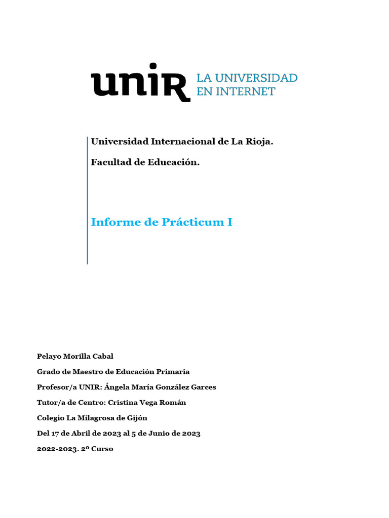 PRACTICUM 1. INFORME FINAL | PDF | Evaluación | Aprendizaje