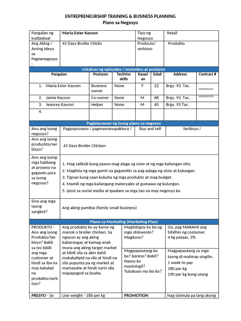Black Business Plan Template - Docx Tagalog Version 1 | PDF