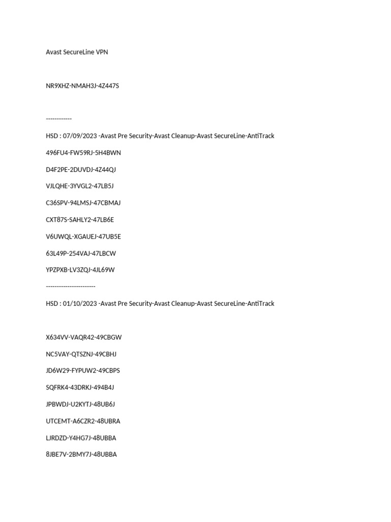 Avast SecureLine VPN License Keys 2023 | PDF | Computers