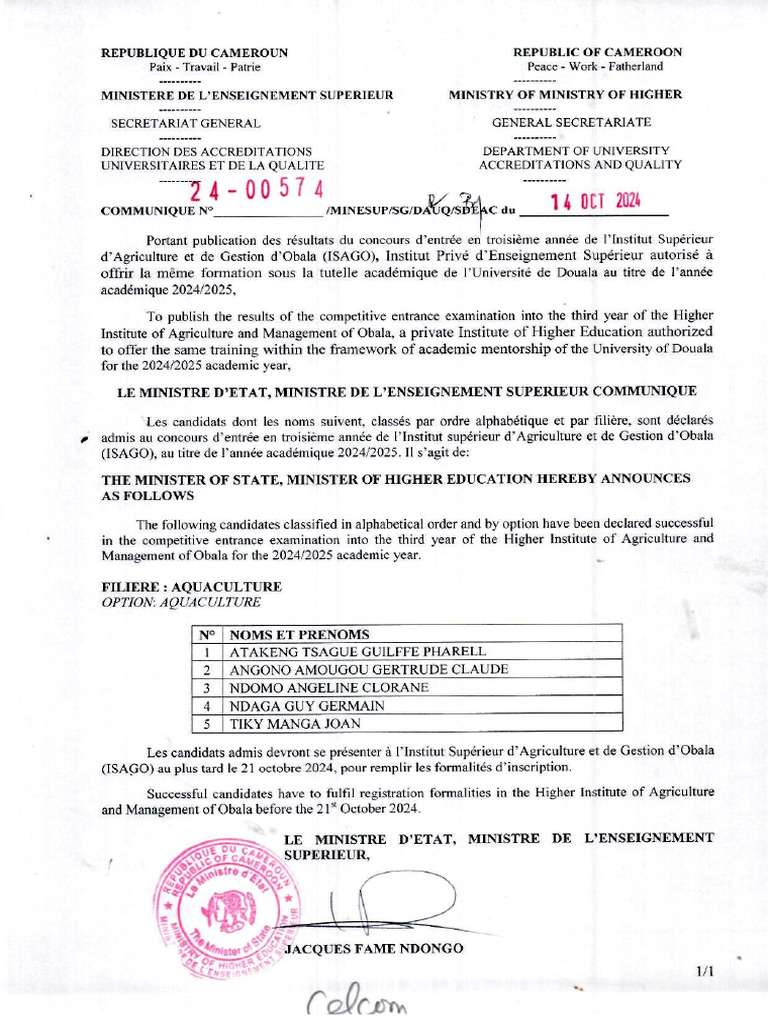 Resultats ISAGO UD 2024 3eme Annee | PDF Resultats ISAGO UD 2024 3eme Annee | PDF