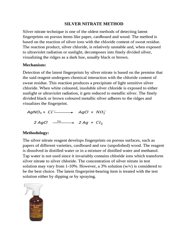 Silver nitrate Method | PDF | Silver | Fingerprint
