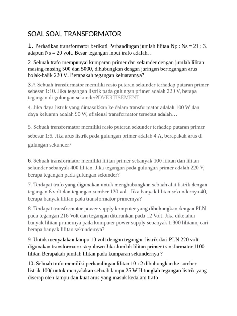 LKPD Transformator | PDF | Sains & Matematika