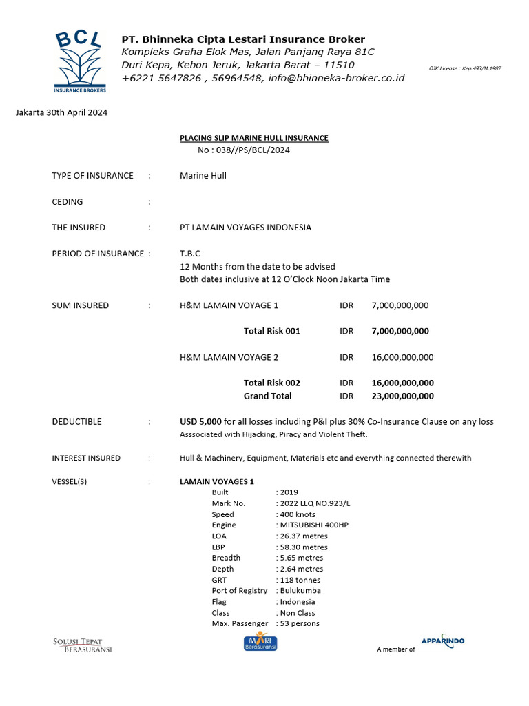 PLacing Slip MH LAMAIN 1 2 pdf789-4 | PDF | Business Law | Shipping