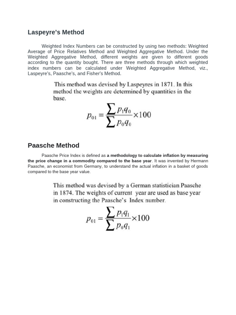 Laspeyre’s Method | PDF
