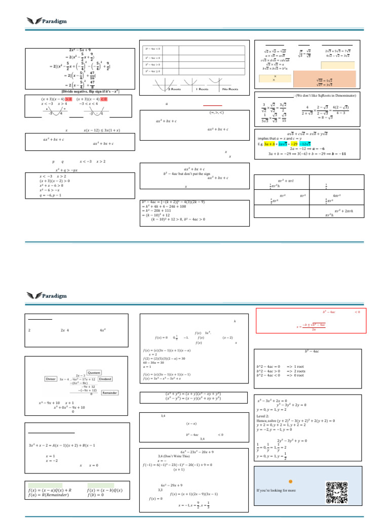 Paradigm-A-Math-Consolidation-Cheatsheet | PDF | Trigonometric ...