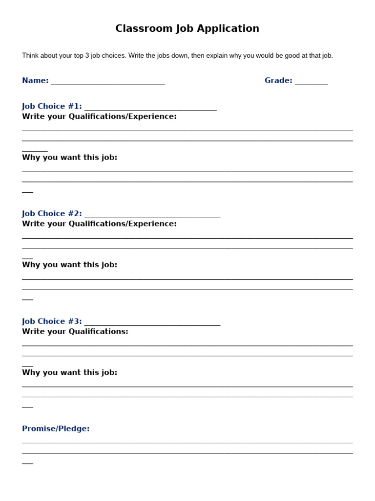 Classroom Job Application | PDF | Career & Growth