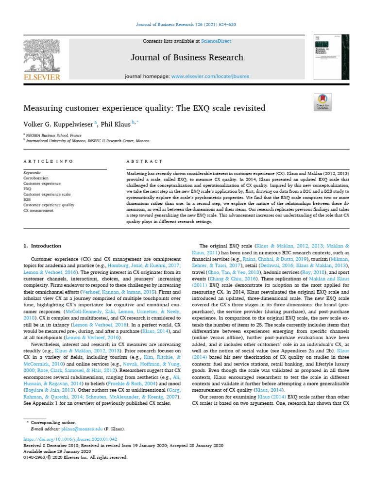 Revisiting the EXQ Scale for CX Quality | PDF | Cross Validation ...