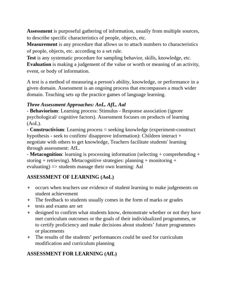 Assessment | PDF | Educational Assessment | Learning