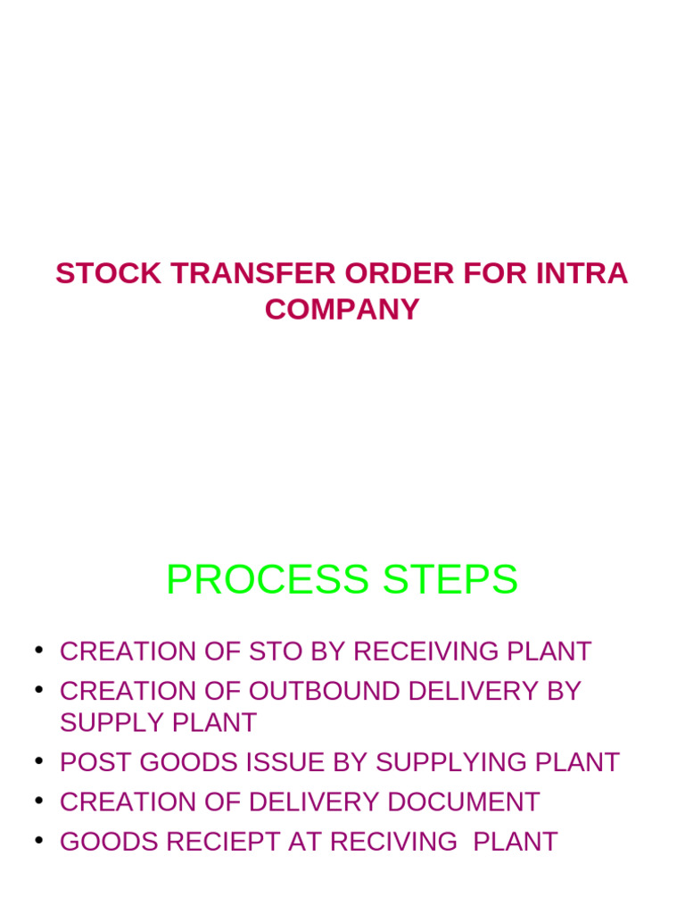 Intra-Company Stock Transfer Process | PDF | Business | Finance & Money ...