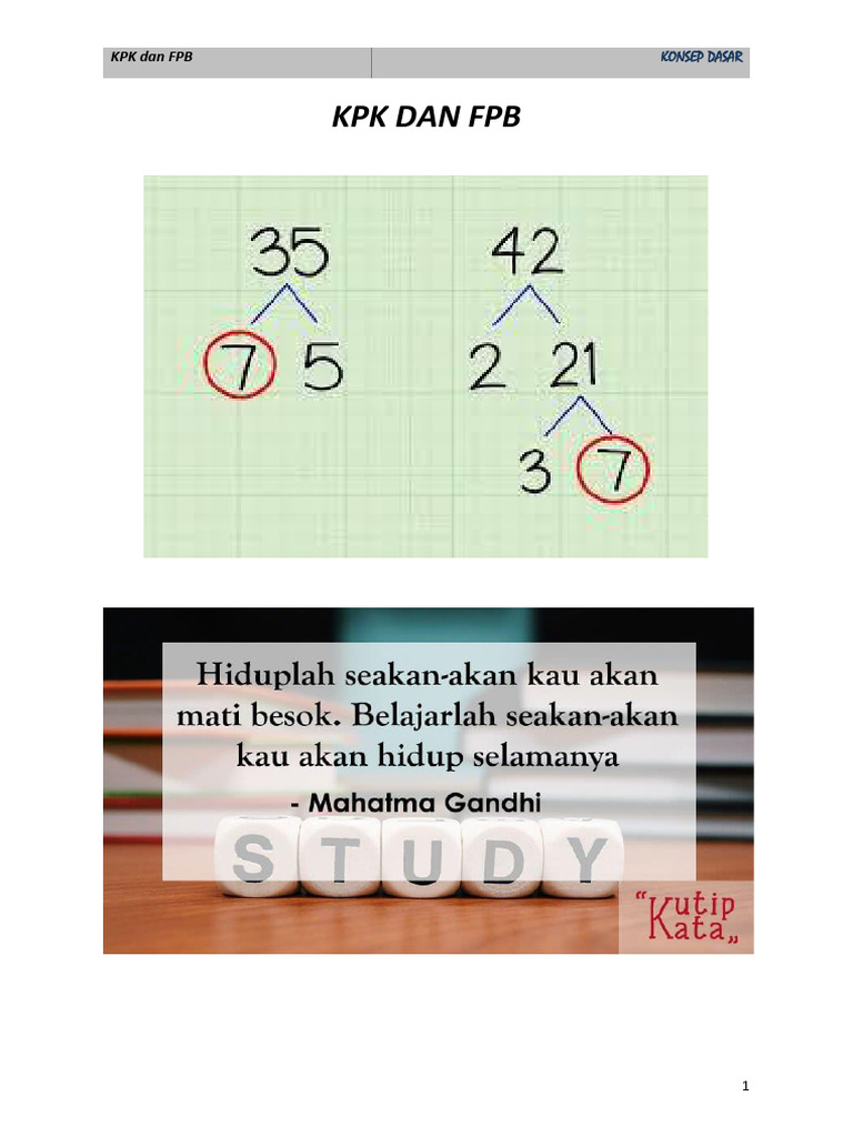 Bahan Ajar KPK Dan FPB | PDF
