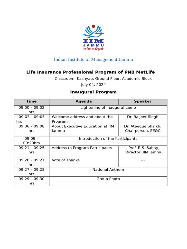 PNB MDP Inaugural Program | PDF