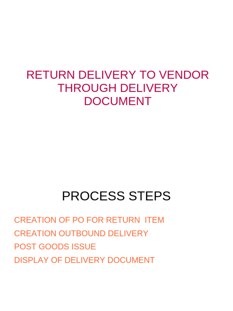 RETURN DELIVERY WITH DELIVERY DOCUMENT | PDF
