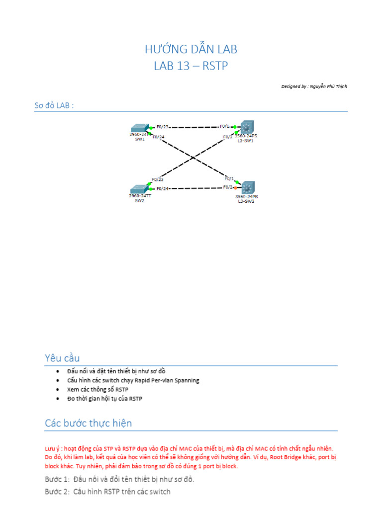 Lab 13 Rapid Spanning Tree | PDF