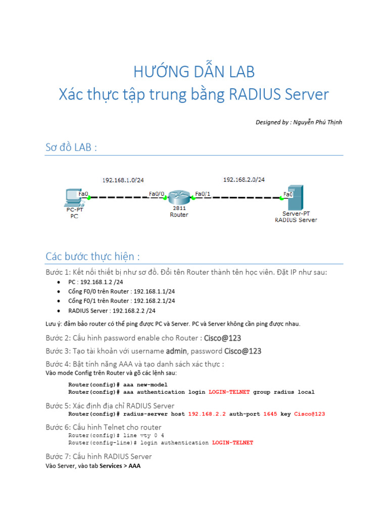 Lab 7 Authentication With Radius | PDF