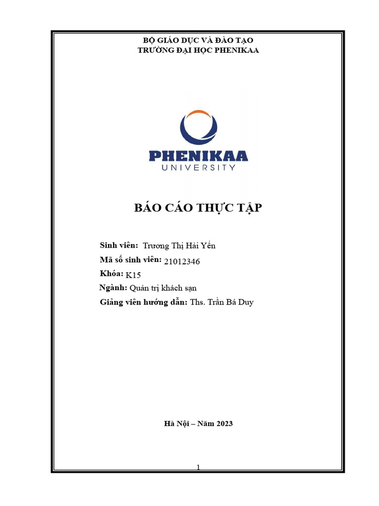 Bai Bao Cao Thuc Tap Tot Nghiep Tai Khach San Flamingo Cat Ba Nganh Qu 132239 | PDF