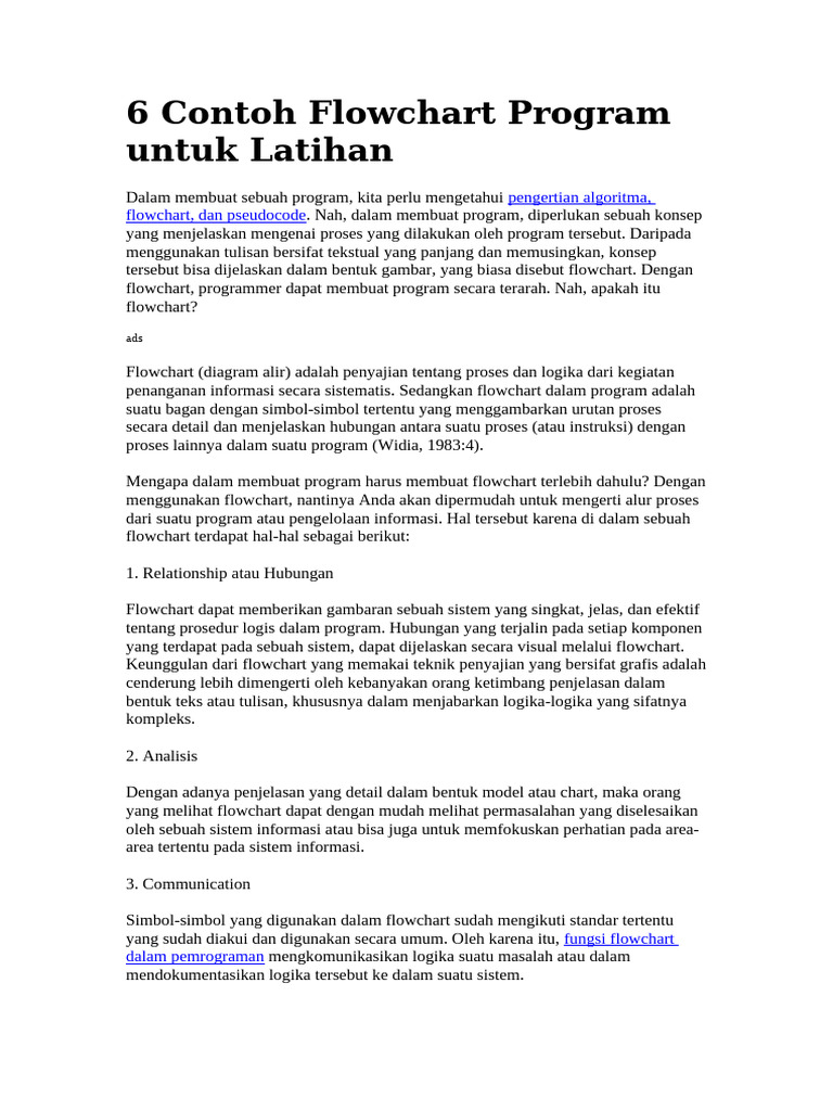 6 Contoh Flowchart Program Untuk Latihan | PDF | Komputer