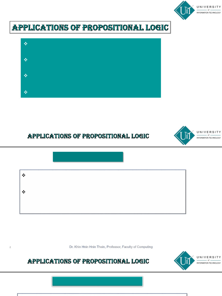 Applications of Propositional Logic | PDF | Logic Gate | Boolean Algebra