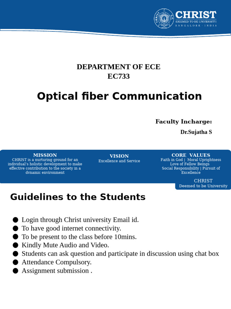 Unit 1 OFC | PDF | Fiber Optic Communication | Optical Fiber