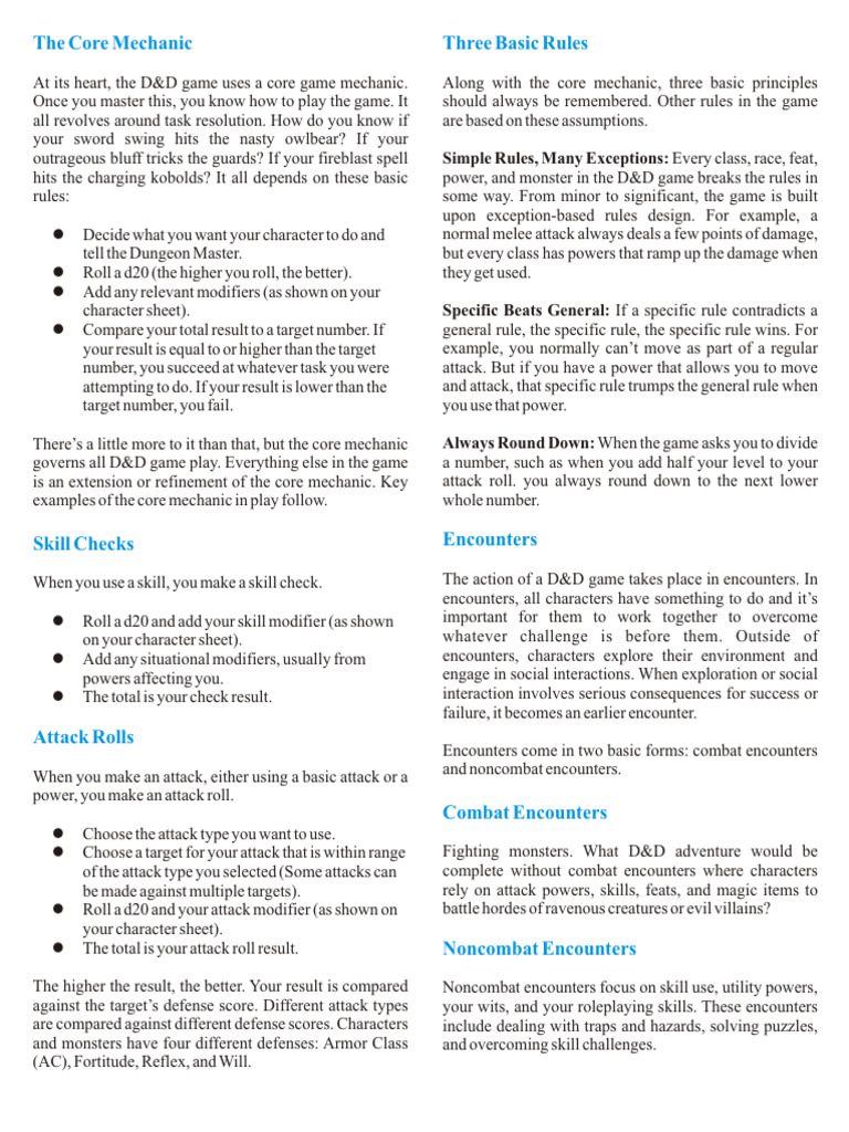 D&D Quickplay Rules | PDF | Dungeons & Dragons | Flanking Maneuver