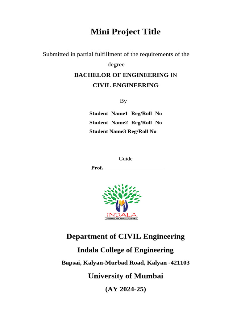 MINI PROJECT REPORT FORMAT_civil | PDF | Methodology | Science