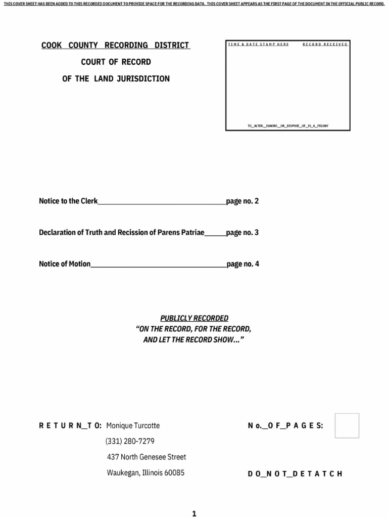 Record Cover and Notice To Clerk (Title 18) | PDF