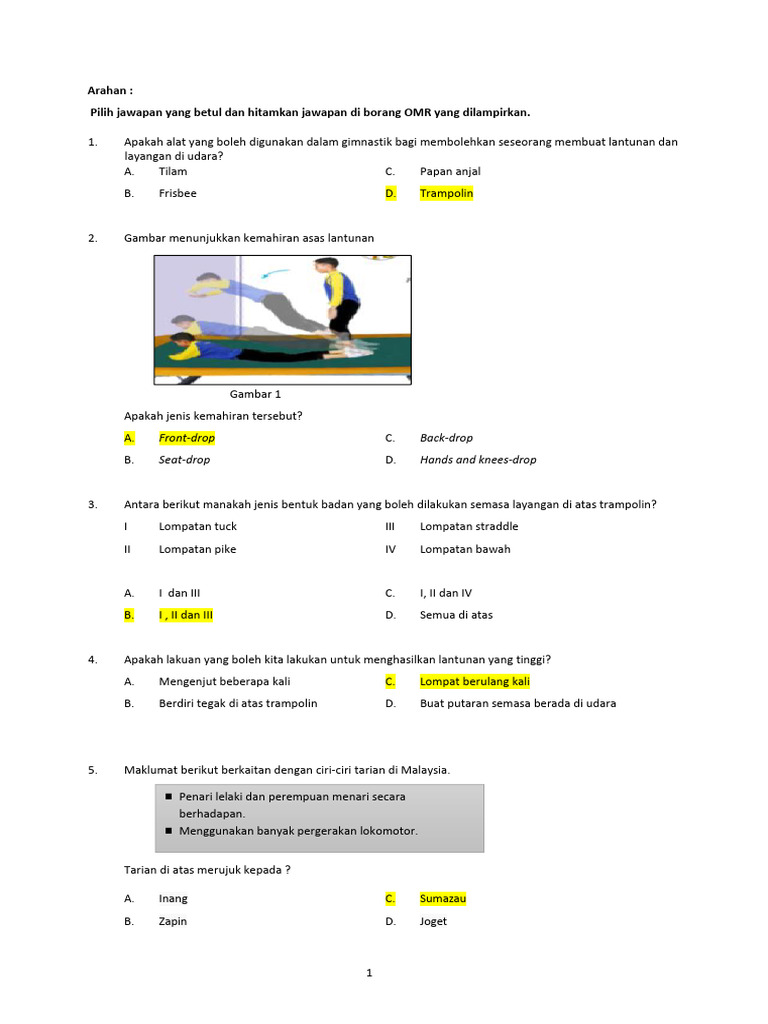 Soalan PJK T1 (Uasa Nov 2024) | PDF | Olahraga & Rekreasi
