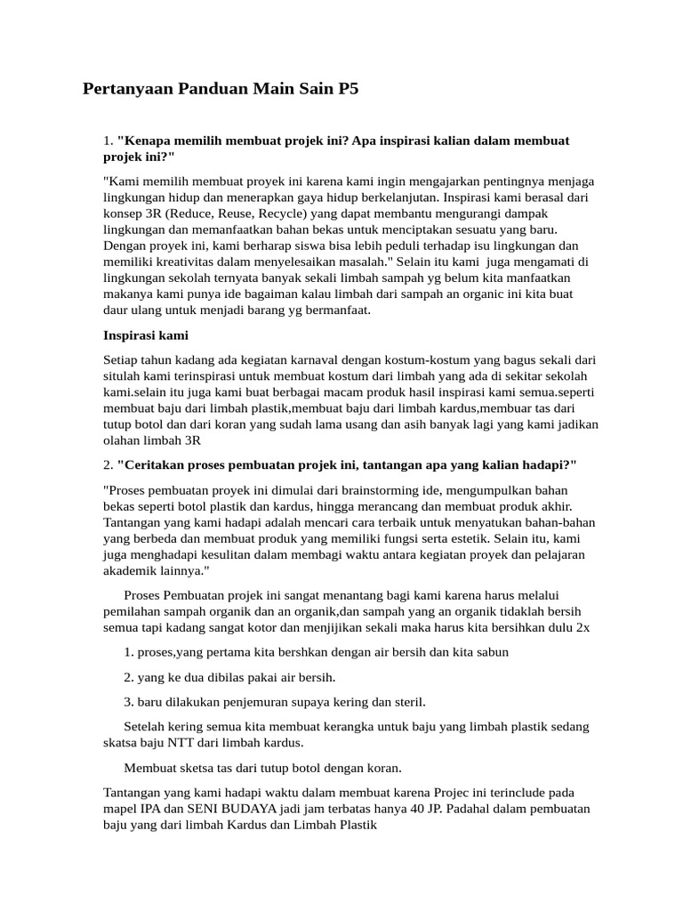 Pertanyaan Panduan Main Sain P5 FIX | PDF