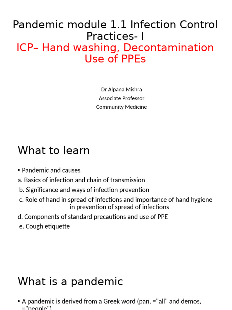 Pandemic Module 1.1 | PDF | Hand Washing | Infection