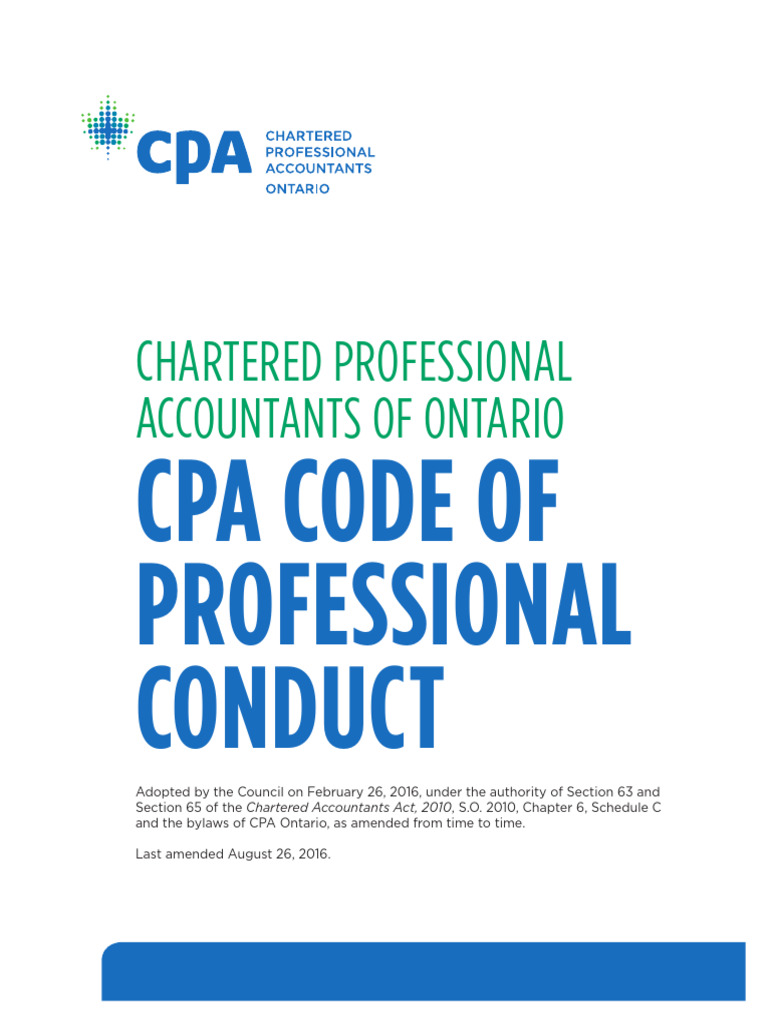 CPA Ontario Professional Conduct Code | PDF | Confidentiality ...