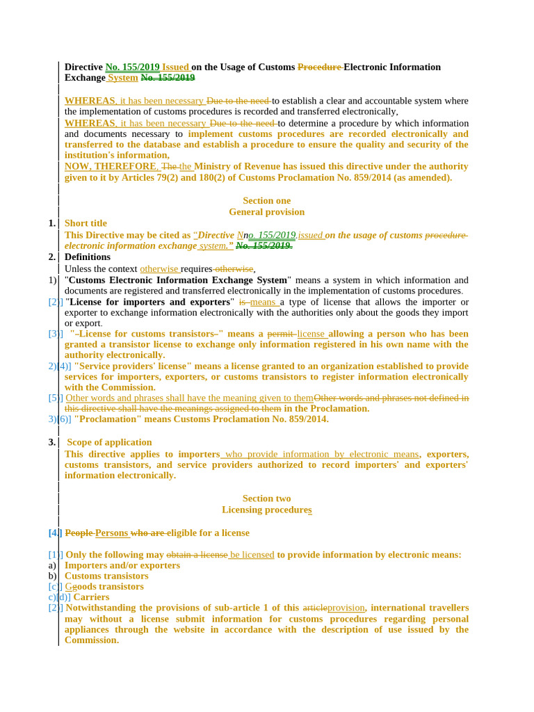 26 - Directive - No - 155 - 2019 - On - The - Usage - of - Customs ...