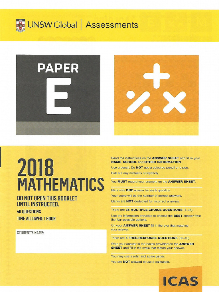 Mathematics G8 Paper E 2018 | PDF