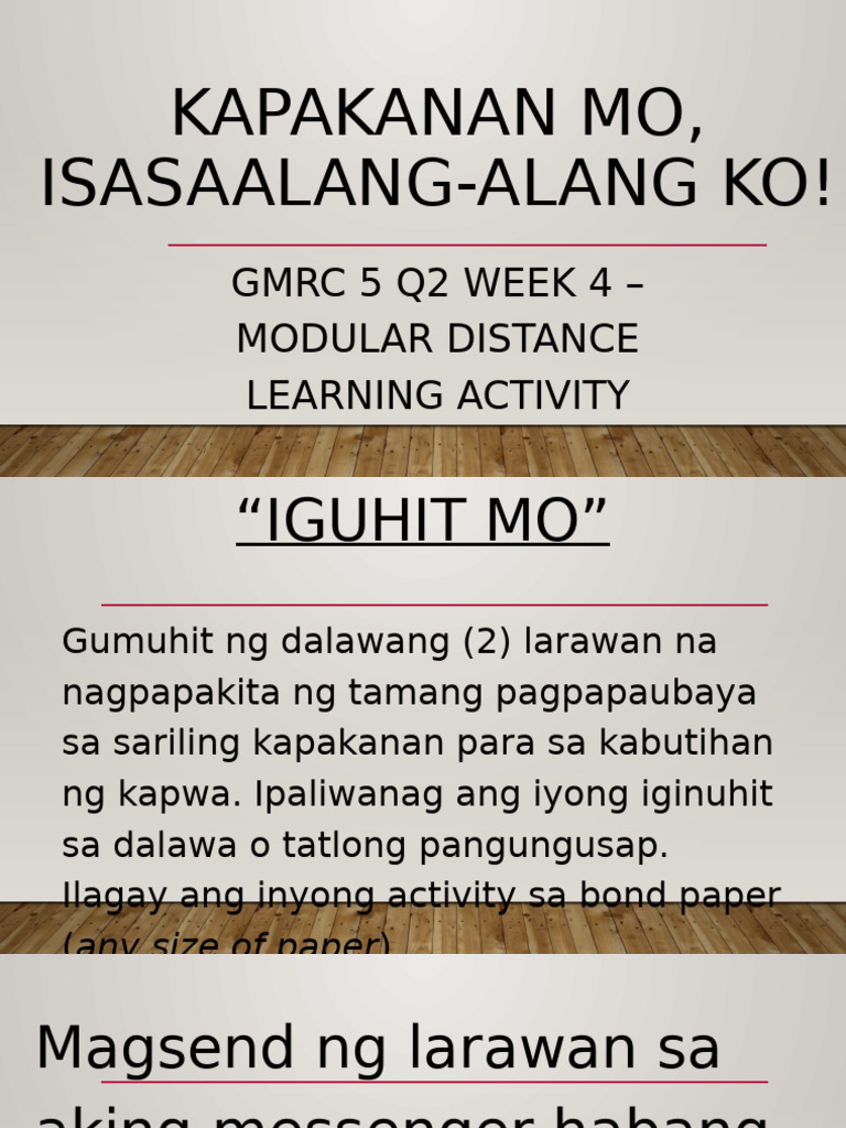 Modular Activity 1 - GMRC 5-Kapakanan Mo Isasaalang-Alang Ko | PDF