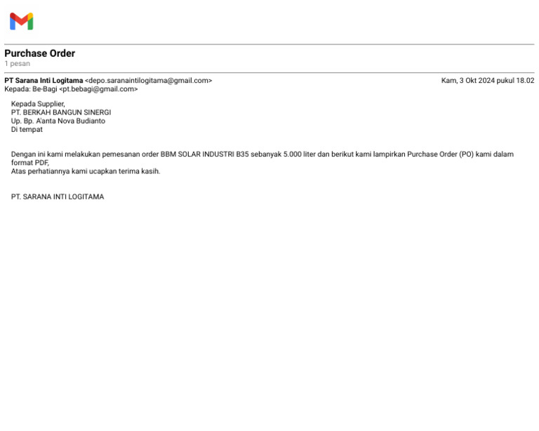 Gmail - Purchase Order | PDF