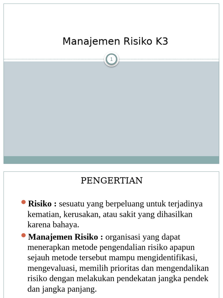Manajemen Risiko k3 | PDF