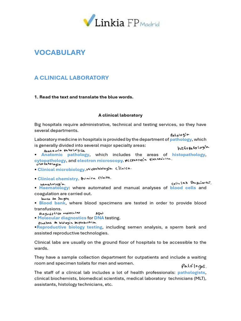 2 - Vocabulary-A Clinical Laboratory | PDF
