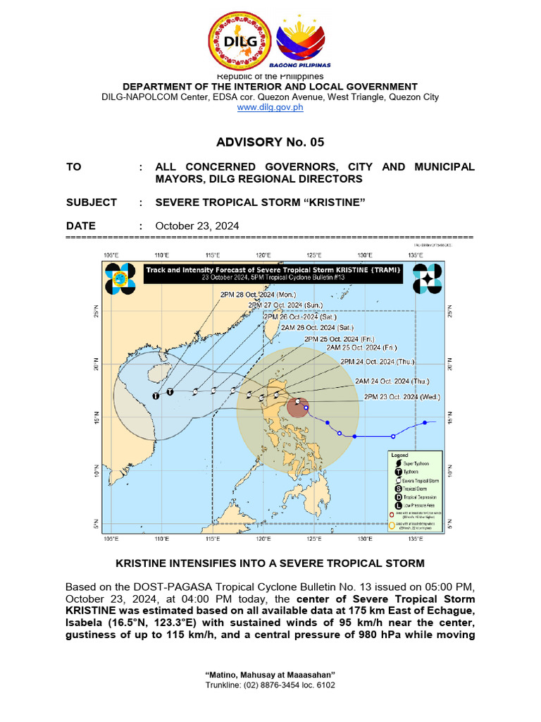 esgd-DILG-Advisory-No-05-on-the-STS-KRISTINE_2_oct-23_1 (1) | PDF | Branches Of Meteorology | Storms