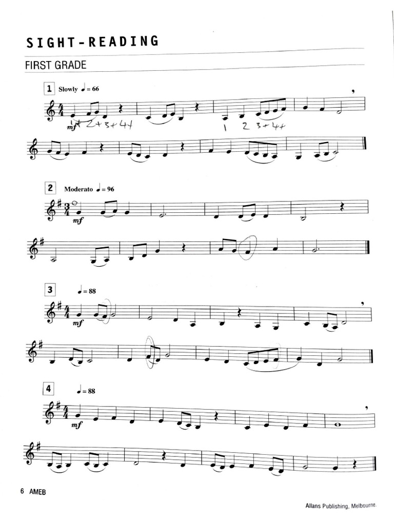 Sight Reading Excersise | PDF