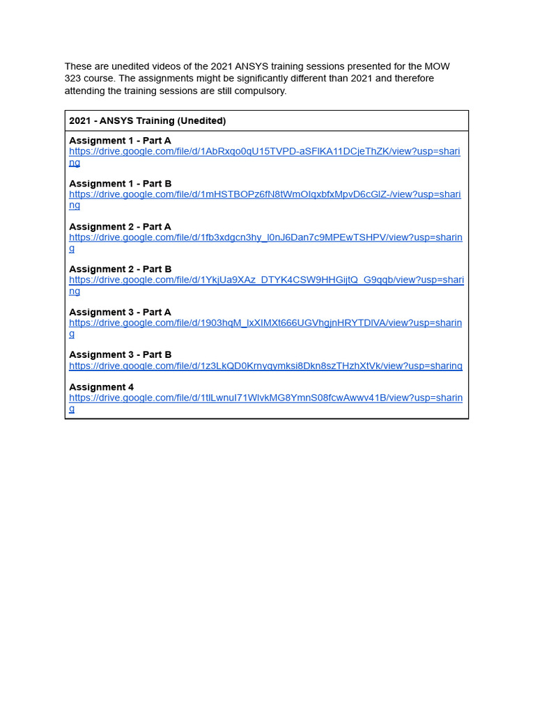 2021 ANSYS Training | PDF