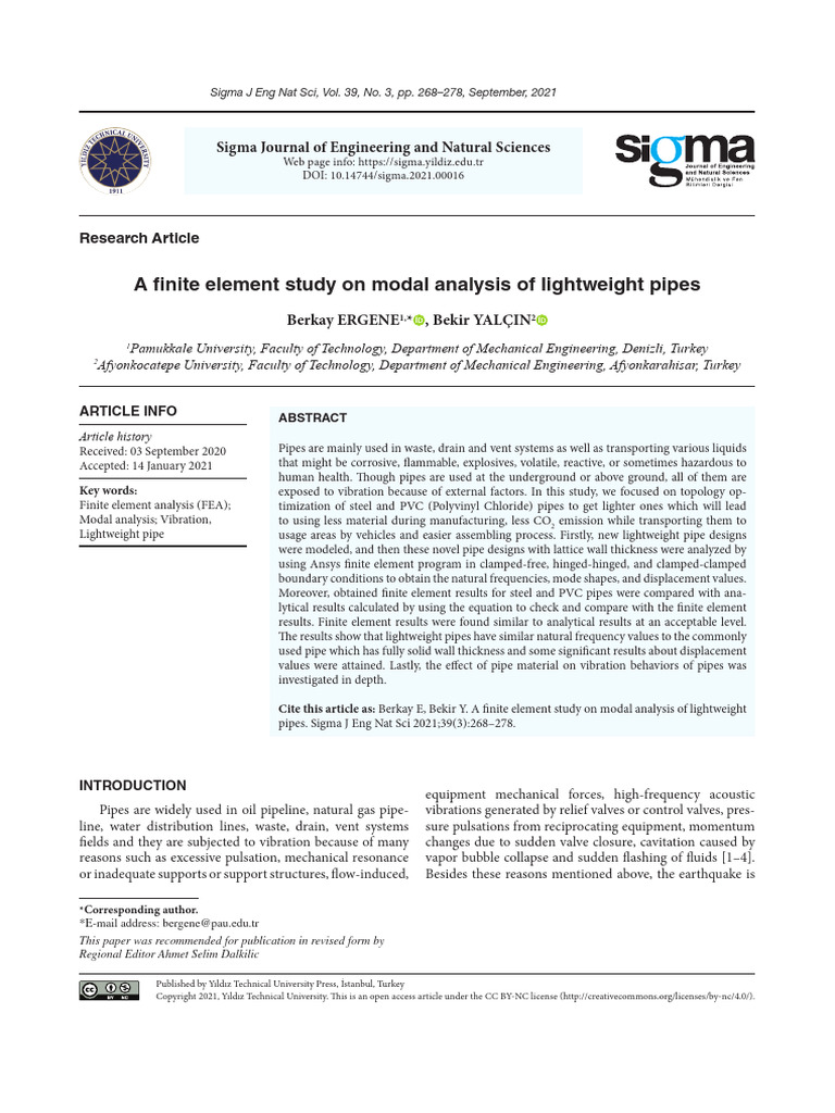 A Finite Element Study On Modal Analysis of Lightweight Pipes ( | PDF | Pipe (Fluid Conveyance ...