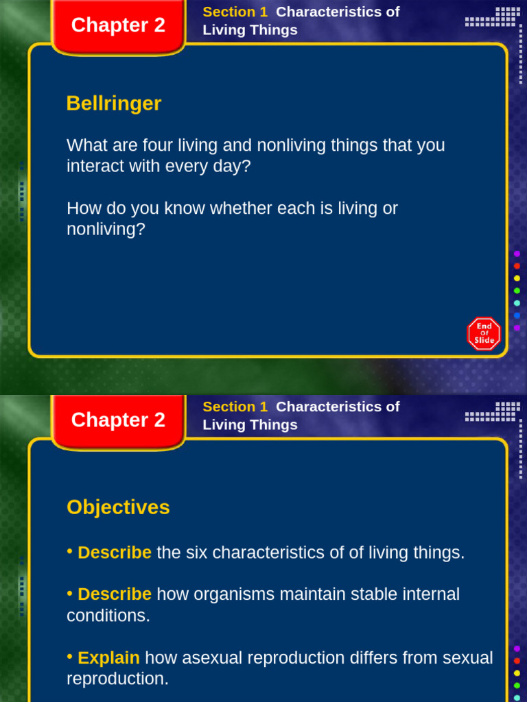 Characteristics of Living Things - Chapter 2 Section 1 | PDF ...