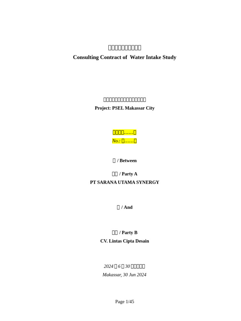 Consulting Contract of Water Intake Study【Draft V1.0】20240630 | PDF ...